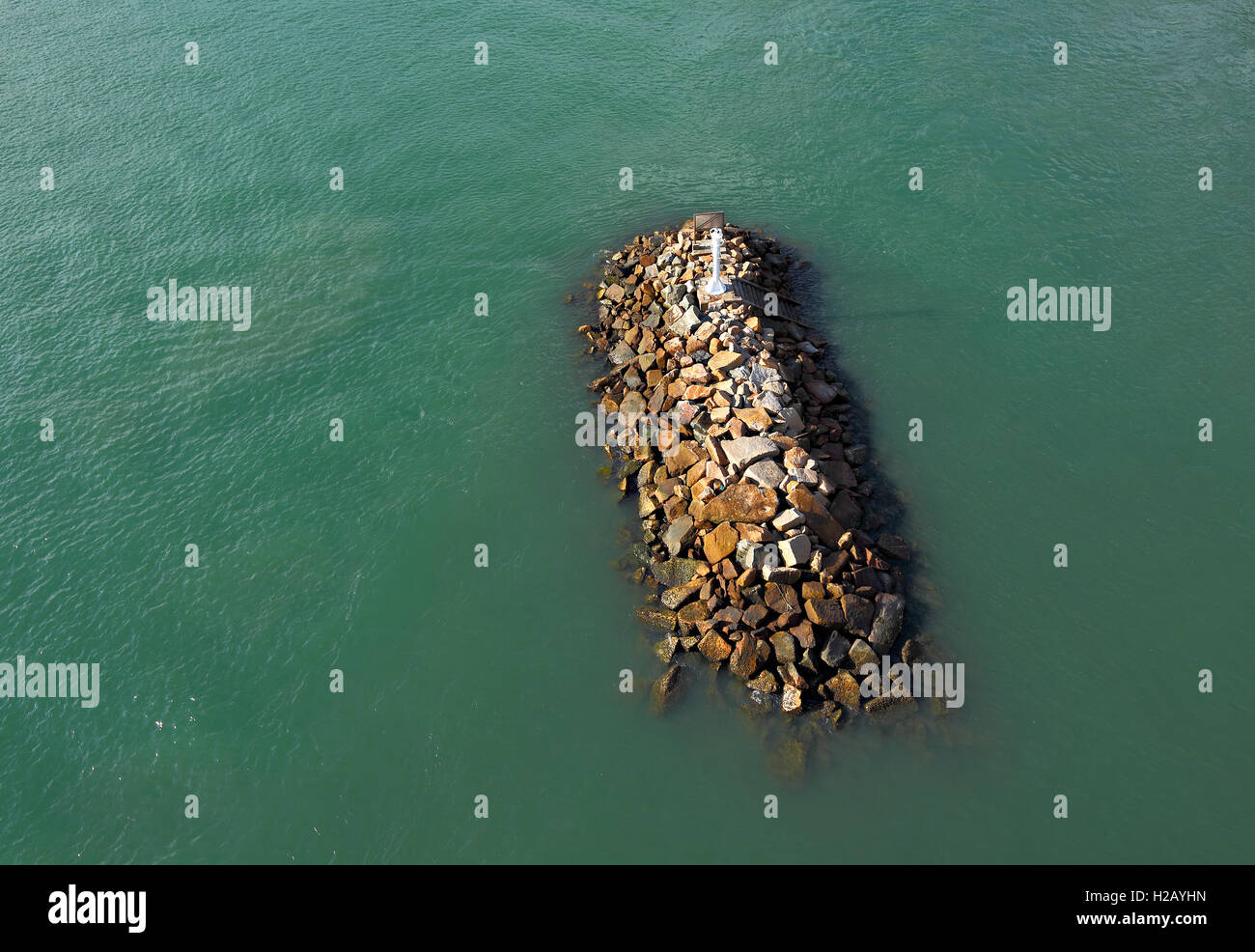 Wave breaker from top view Stock Photo - Alamy