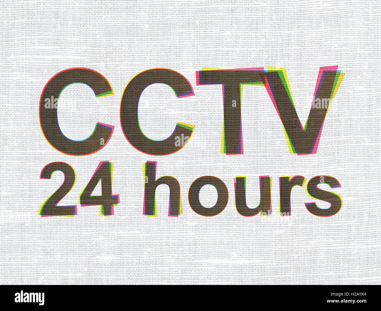 Security concept: CCTV 24 hours on fabric texture background Stock ...