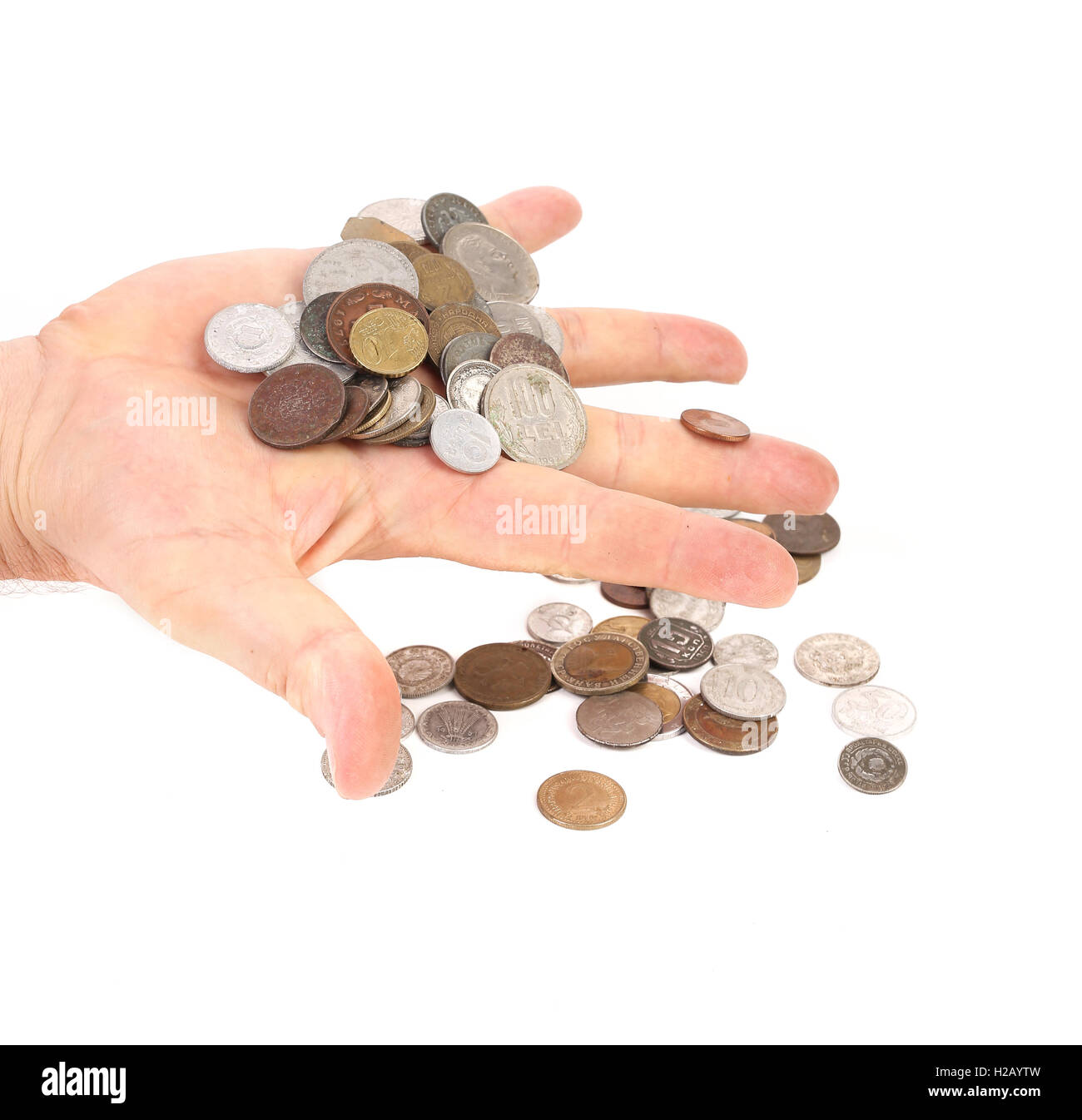 coins in hande Stock Photo - Alamy