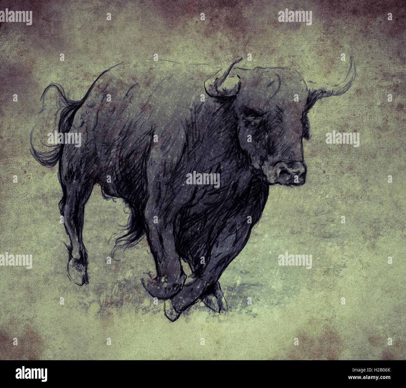 Bull sketch running hi-res stock photography and images - Alamy