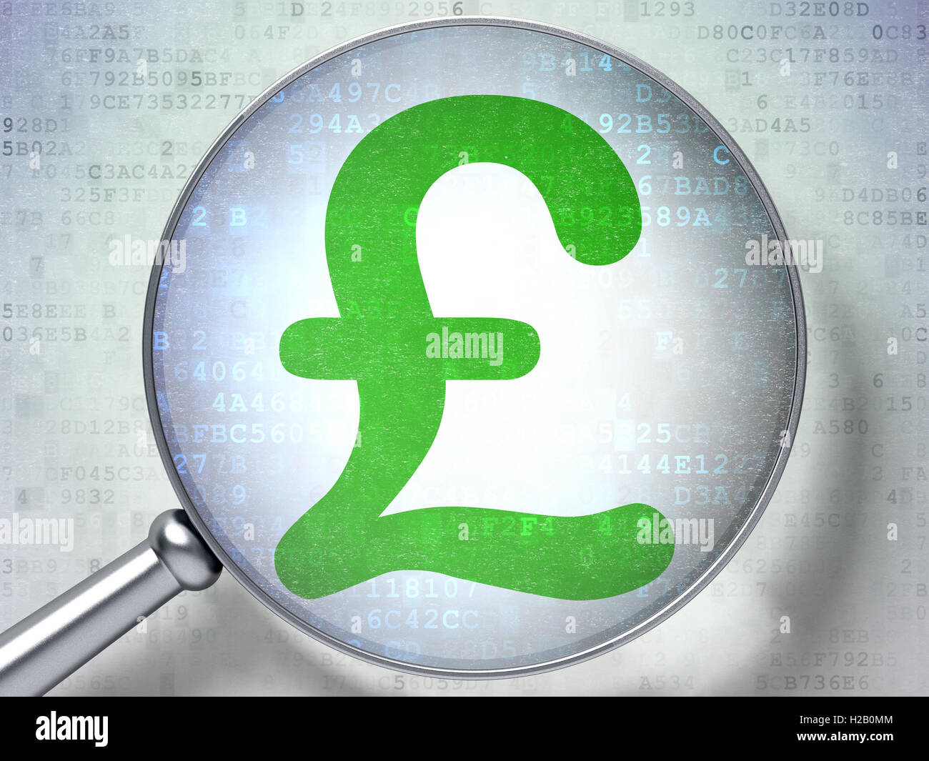 Currency concept: Pound with optical glass on digital background Stock ...