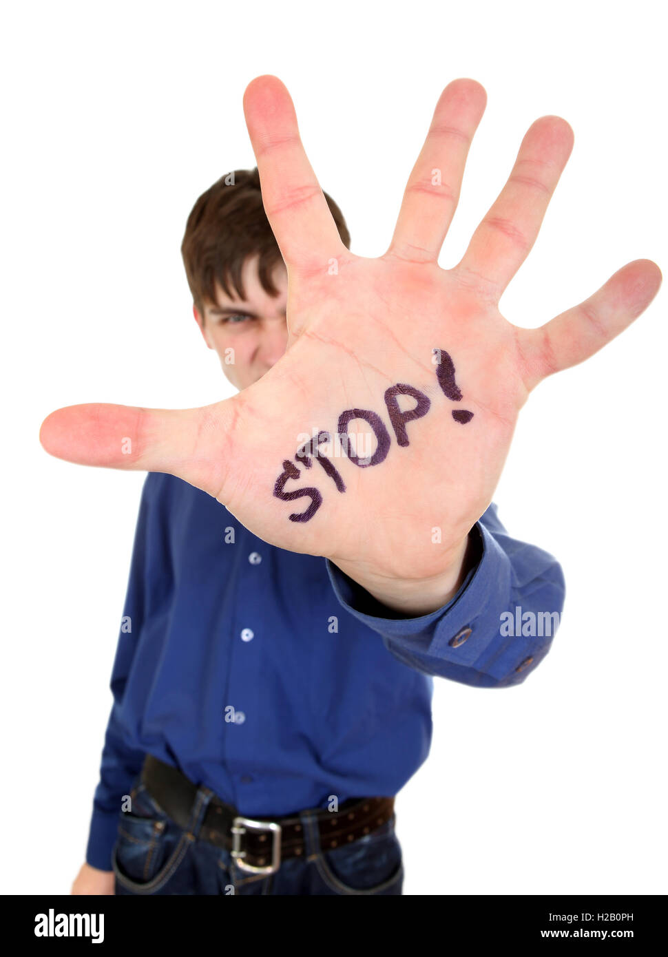 Stop Palm Gesture Stock Photo - Alamy