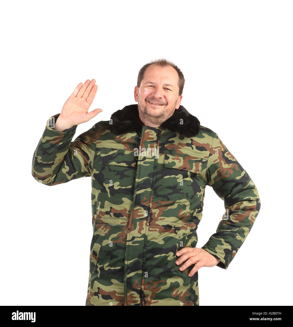 security guard wearing green uniform Stock Photo - Alamy