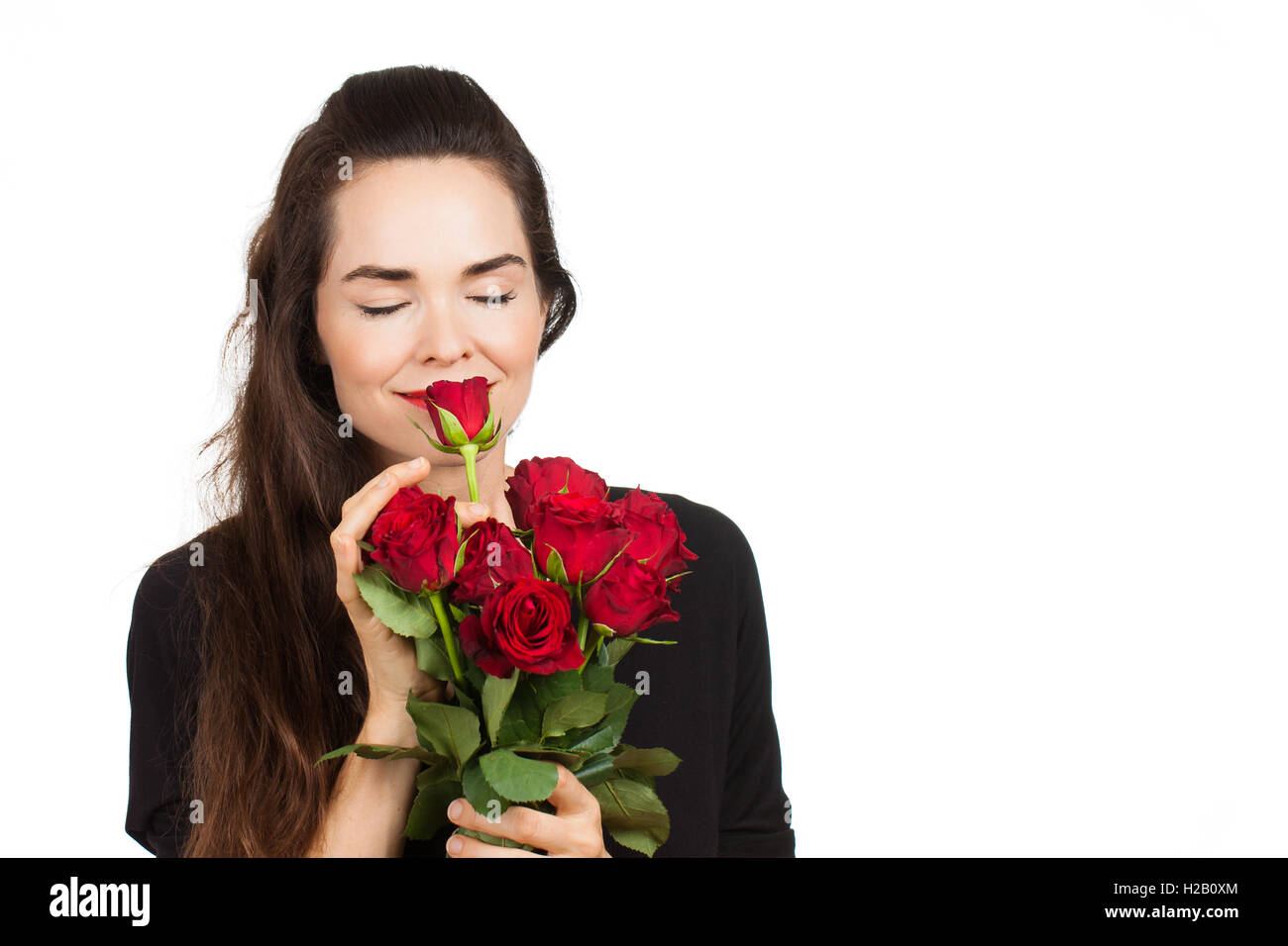 Black woman female smelling roses hi-res stock photography and images ...