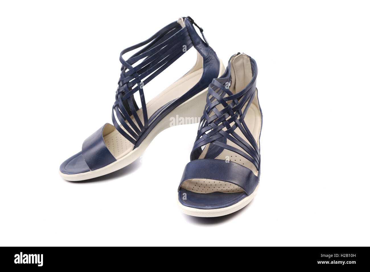 Wicker black leather sandals Stock Photo - Alamy