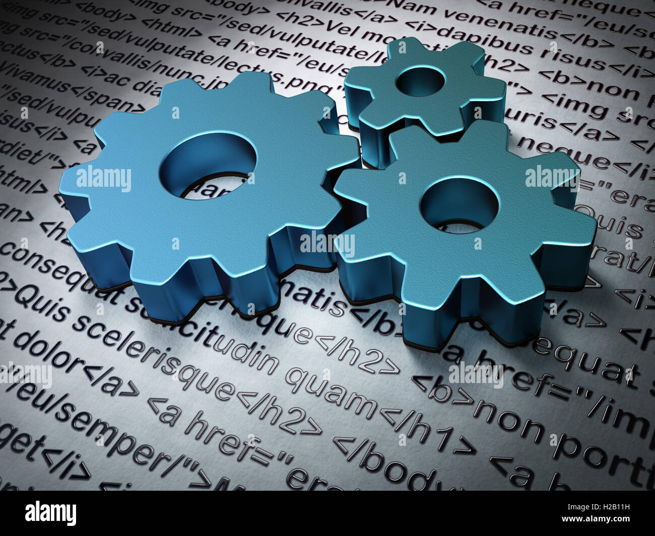 Web design concept: Gears on Html Code background Stock Photo - Alamy