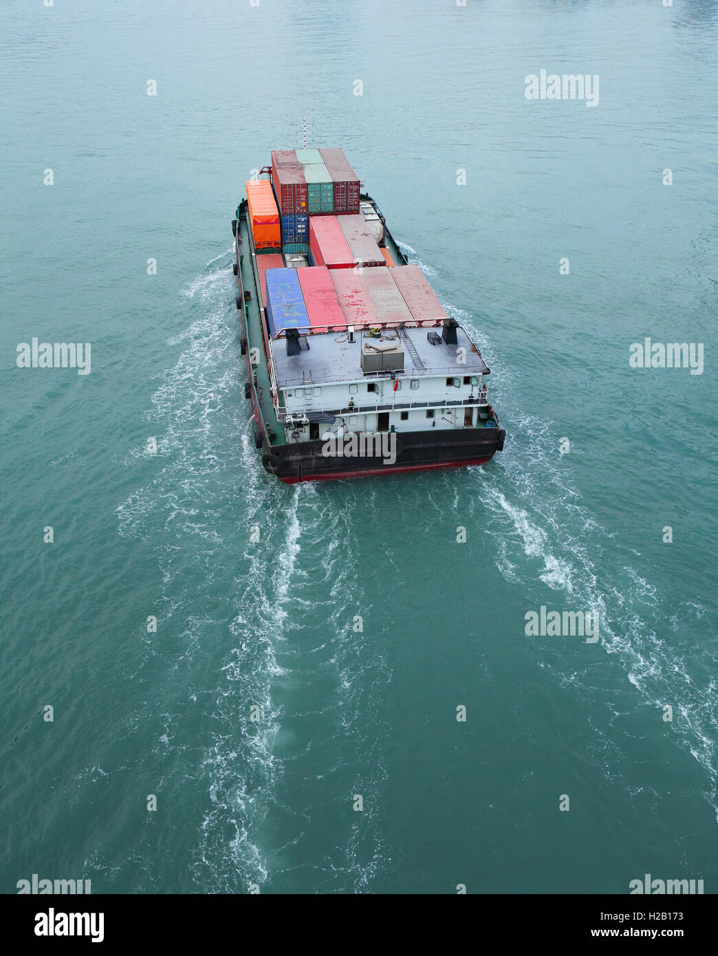 Aerial view of Cargo vessel Stock Photo - Alamy