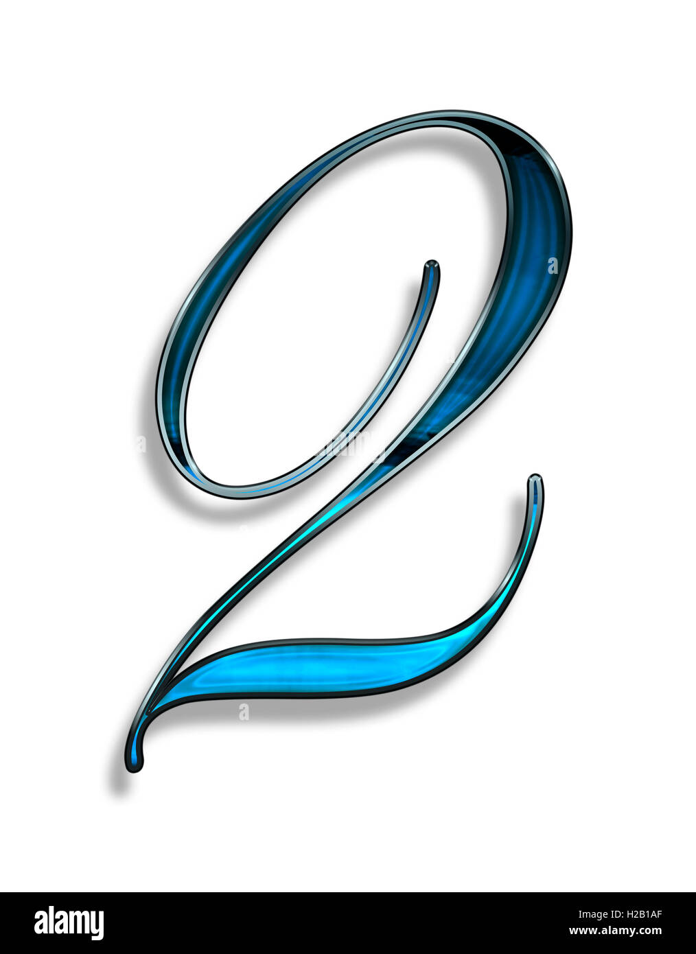two, illustration of number with blur chrome effects over white Stock ...