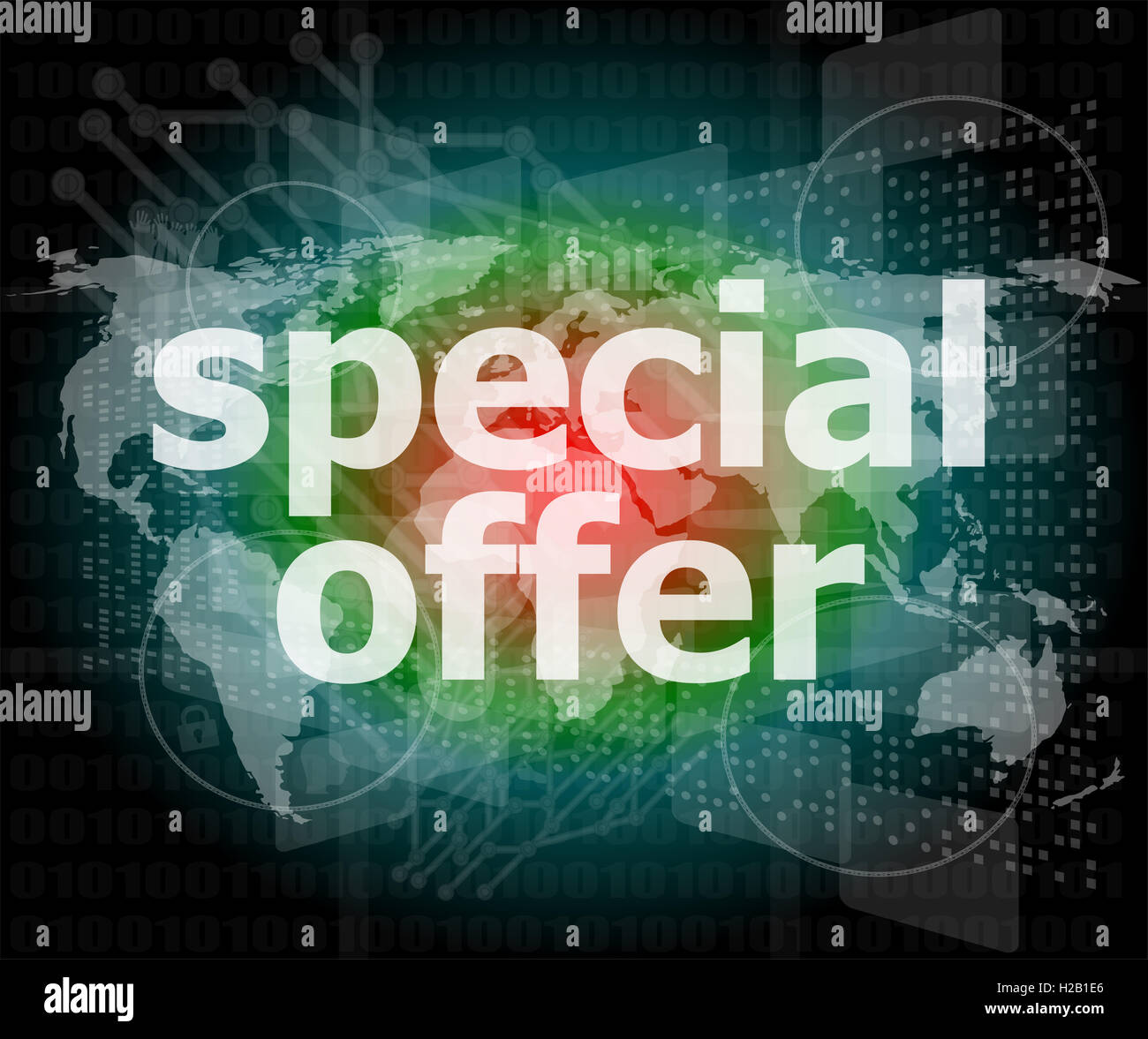 special offer text on digital screen Stock Photo - Alamy