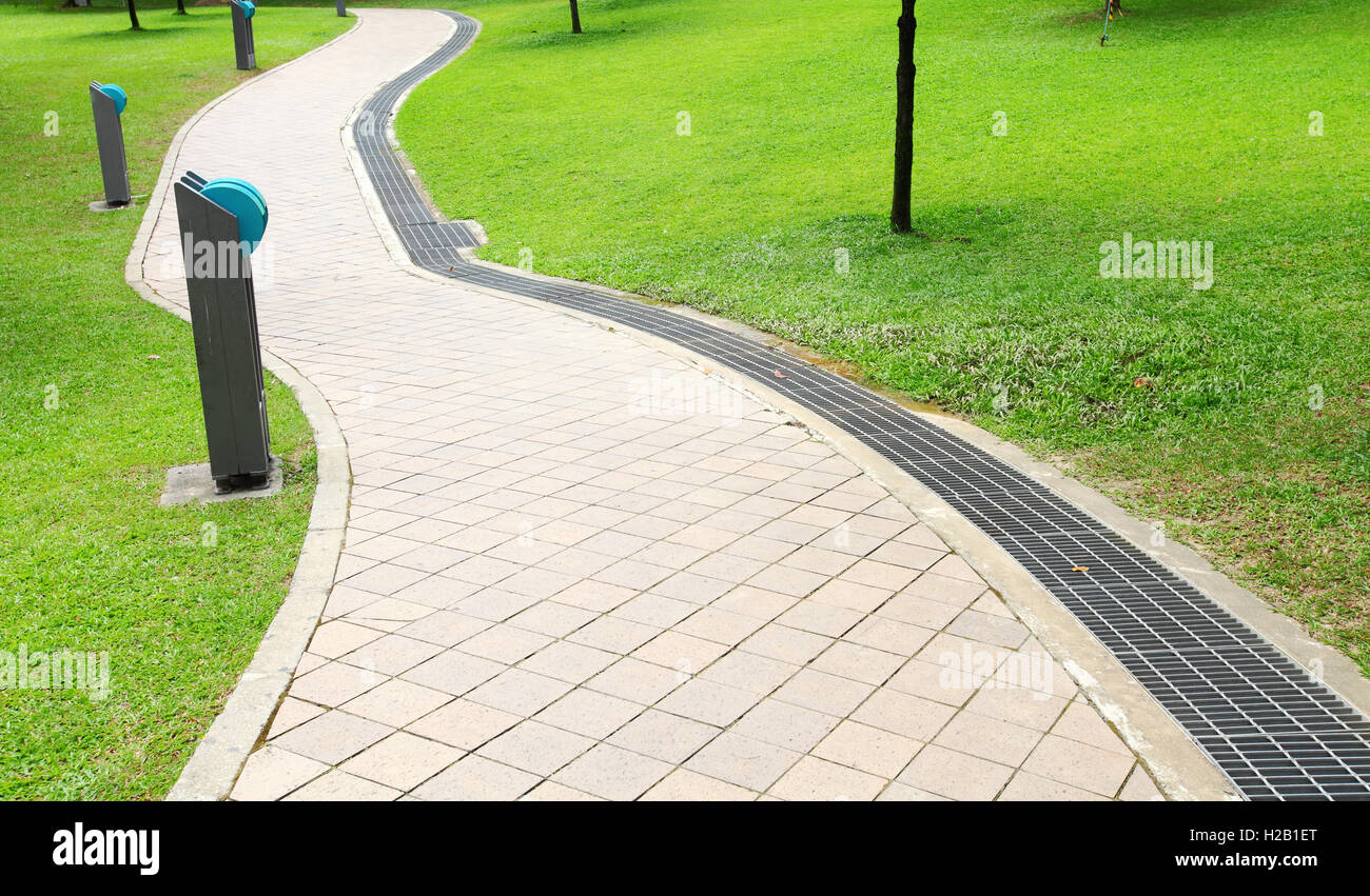 Footpath in park Stock Photo - Alamy