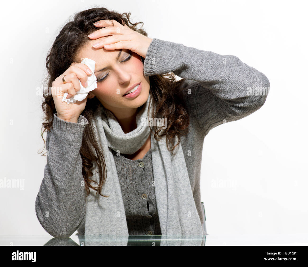 Sick Woman. Flu. Woman Caught Cold Stock Photo - Alamy