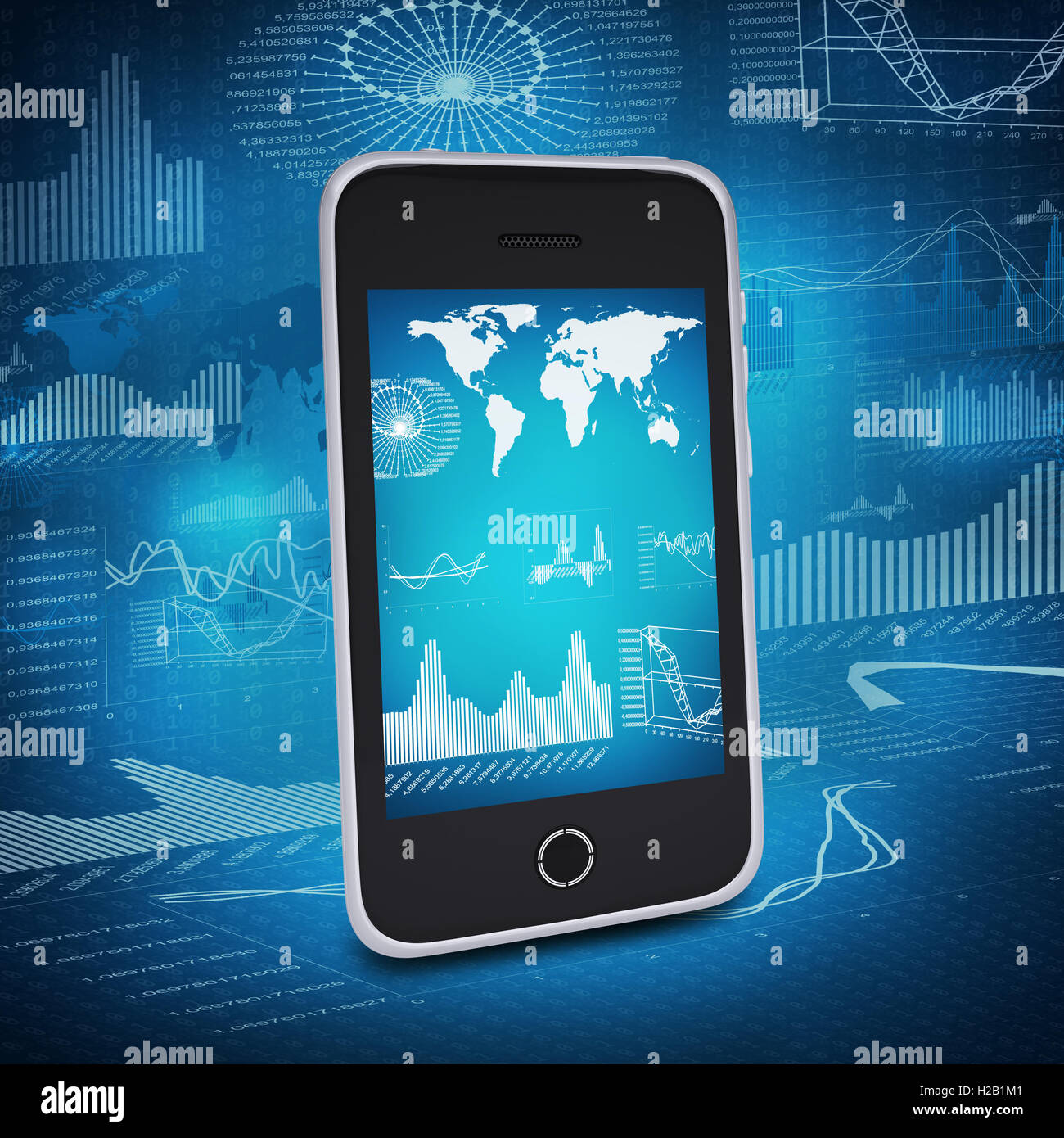 Smartphone, earth and graphics Stock Photo - Alamy