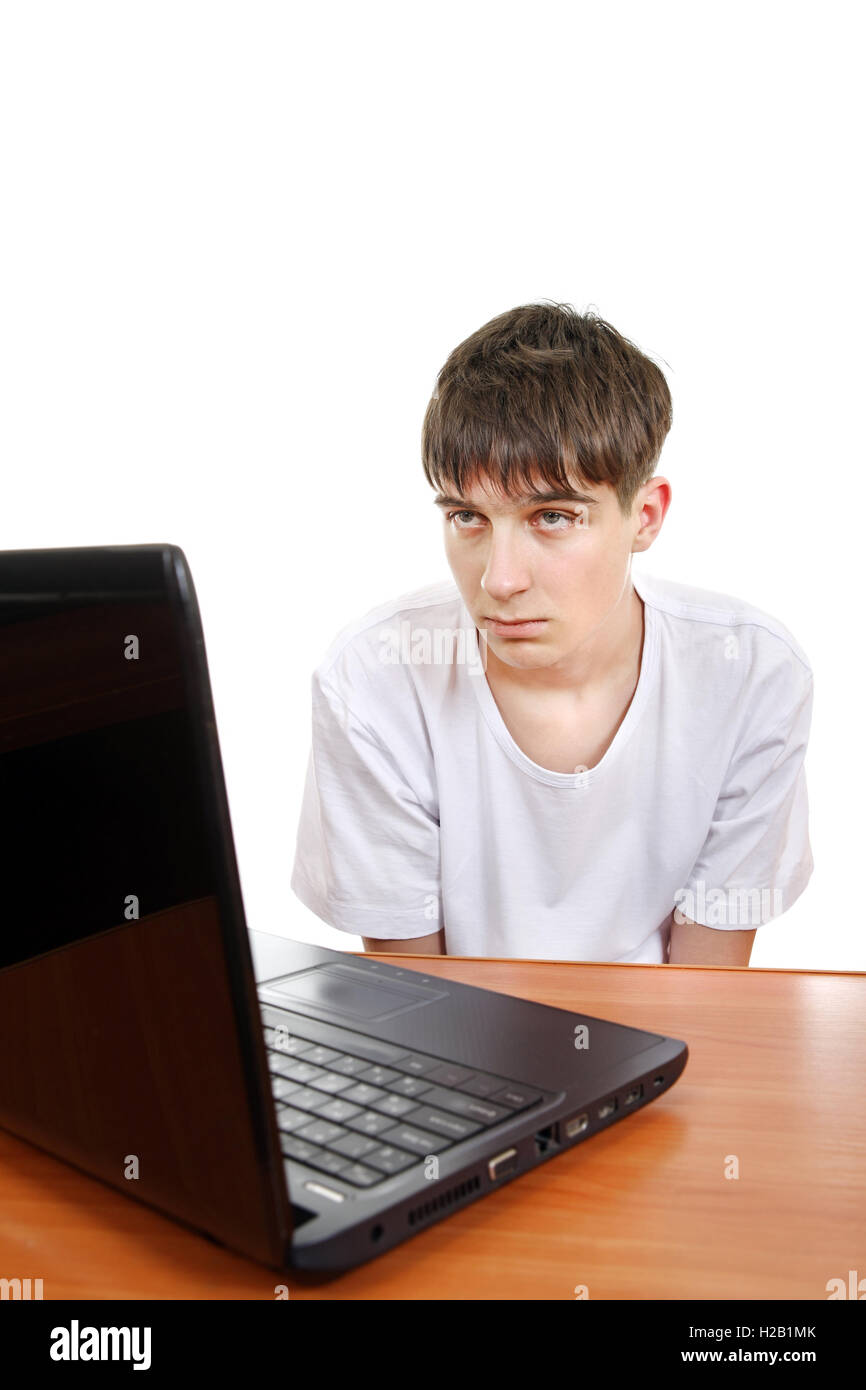 Teenager with Laptop Stock Photo - Alamy