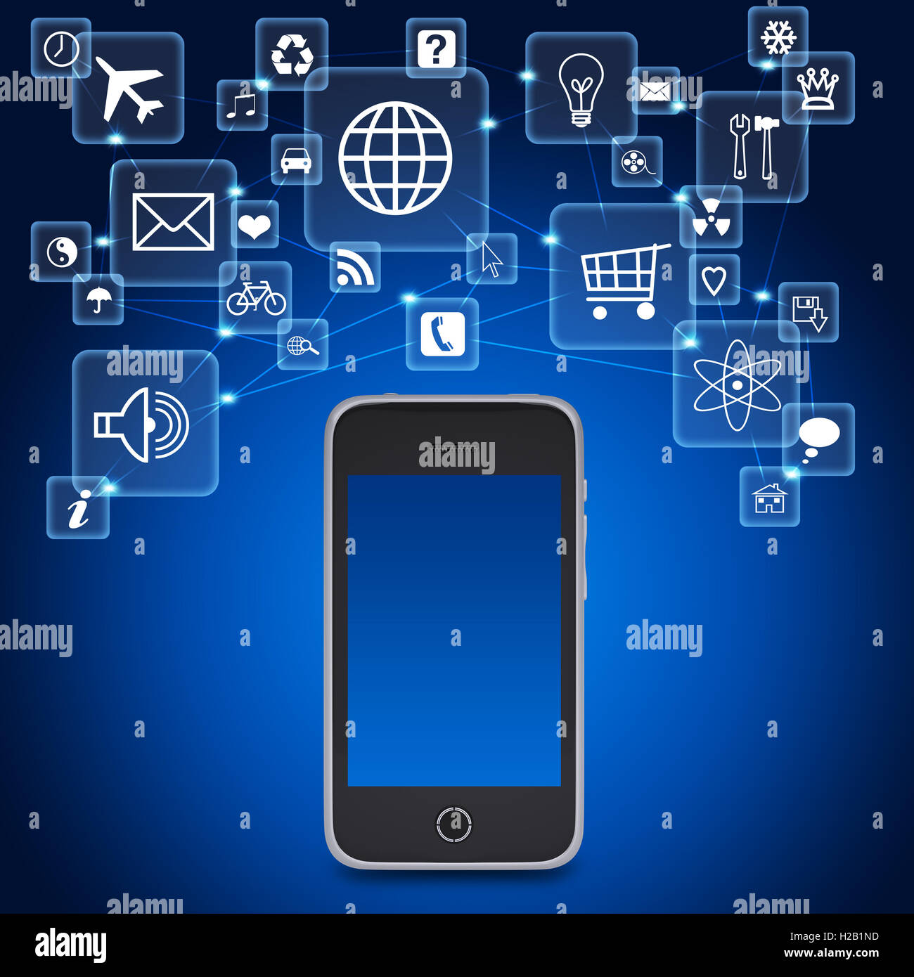 Smartphone and application icons Stock Photo - Alamy
