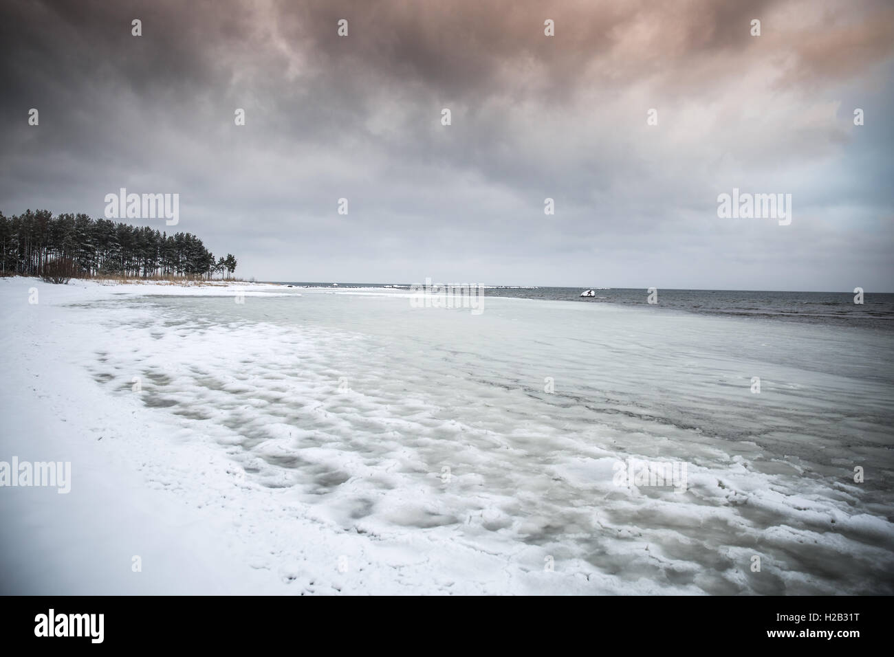 Winter sea. cold dark day in Northern Europe Stock Photo - Alamy