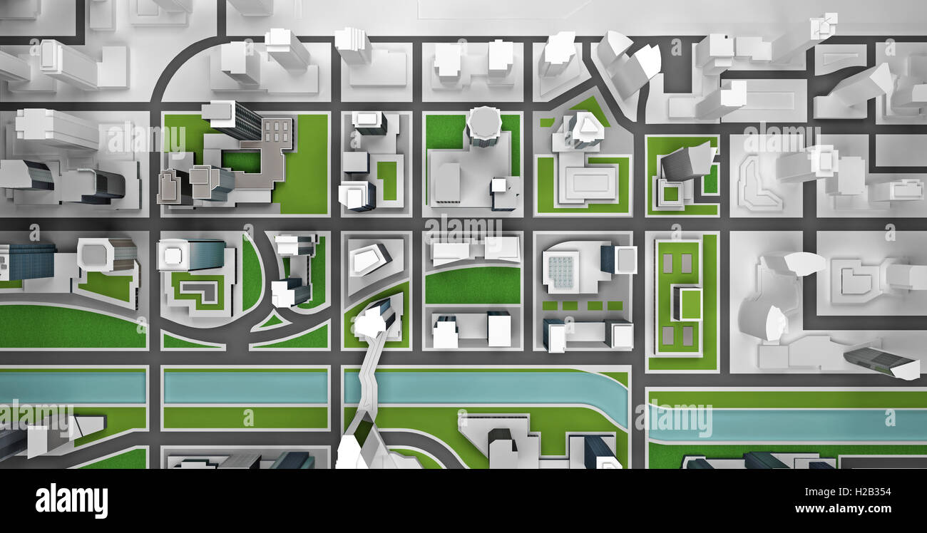 neighborhood scheme top view 3d rendering Stock Photo - Alamy