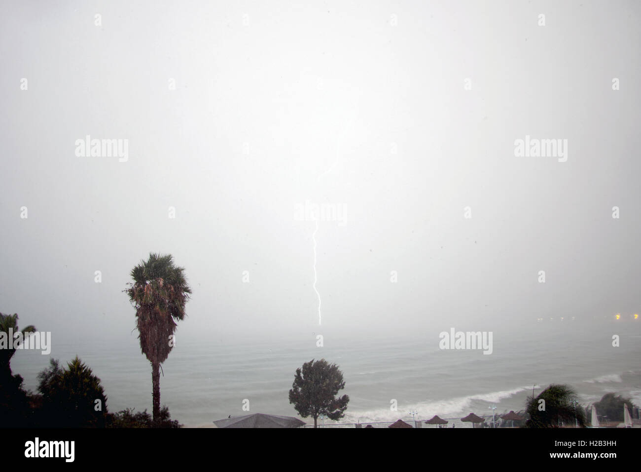 lightning strike hurricane at night Stock Photo - Alamy