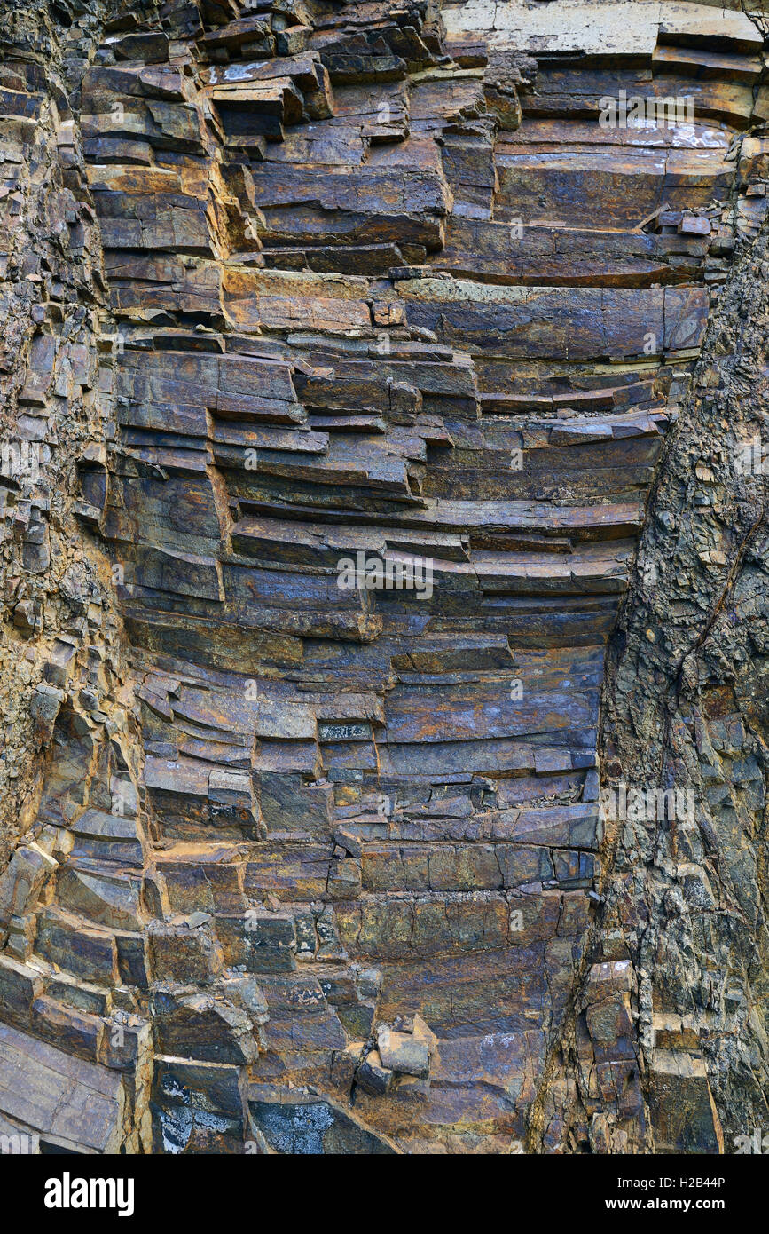 Volcanic rock, layers of basalt, Masca, Teno Mountains, Tenerife, Canary Islands, Spain Stock ...