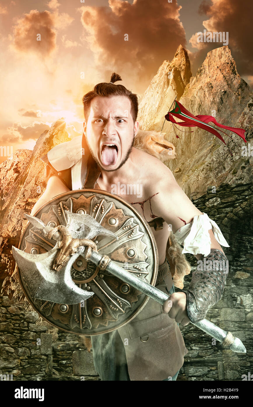 Ancient warrior or Gladiator ready to fight Stock Photo - Alamy