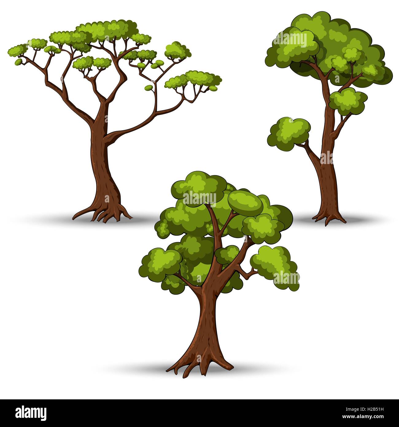 Set of flat stylized trees. Natural vector illustration Stock Vector ...