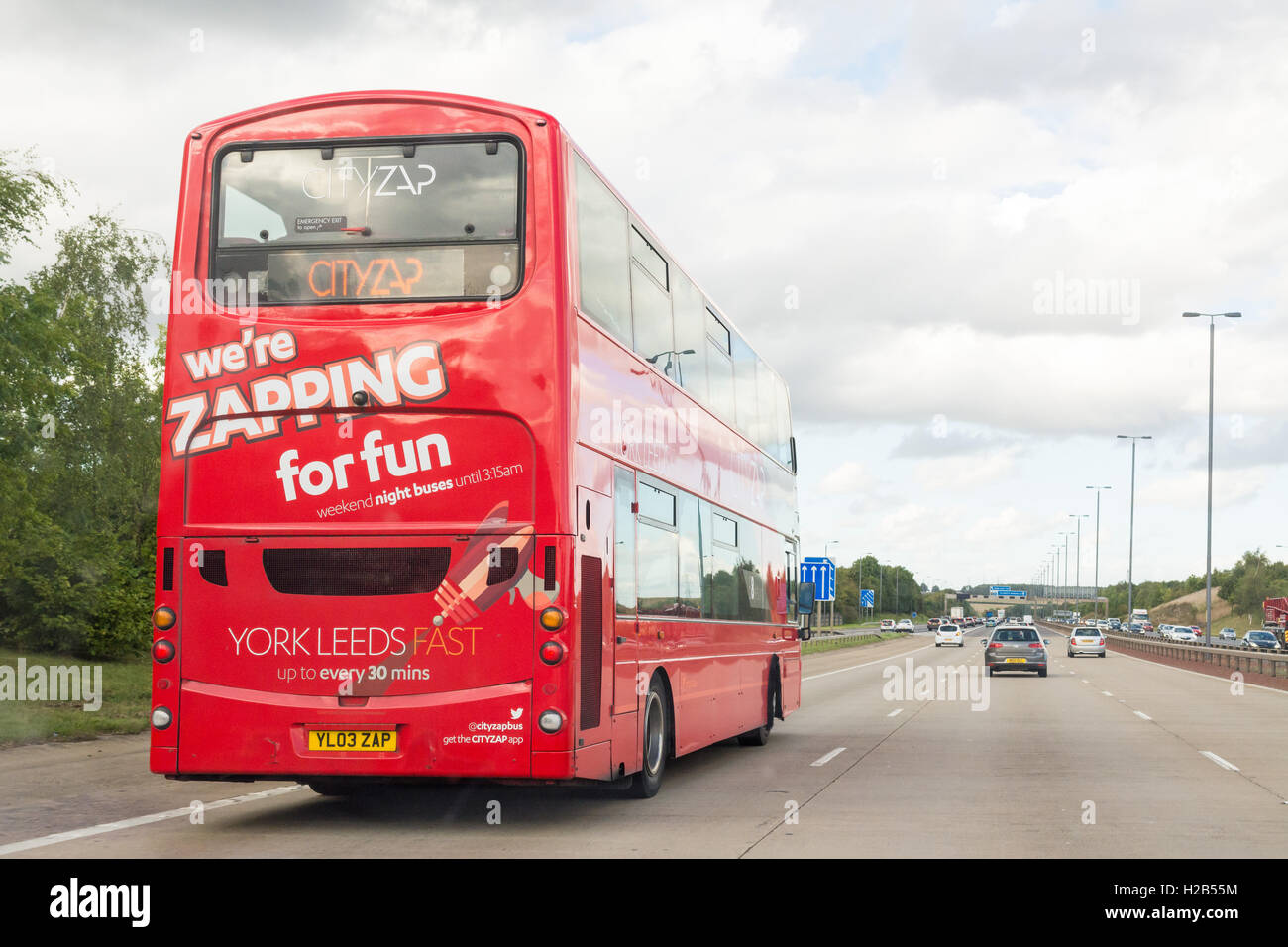 CityZap double decker bus providing a high speed service between Leeds ...