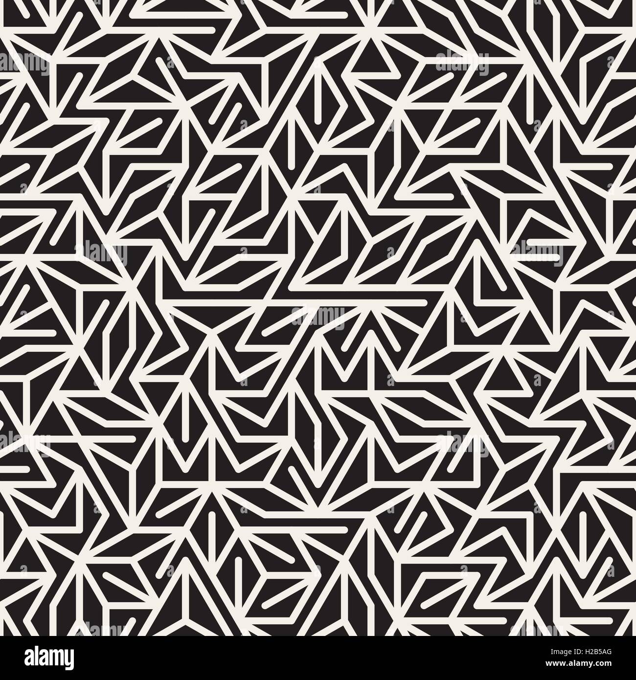 Vector Seamless Black and White Irregular Lines Grid Pattern Stock ...