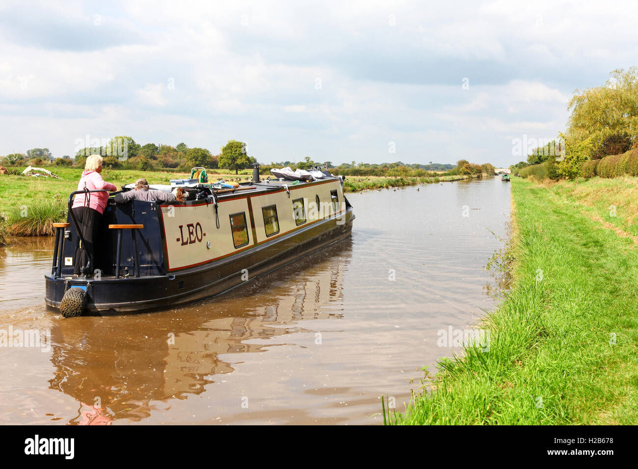 A barge or narrowboat called Leo on the Shropshire Union Canal Audlem ...