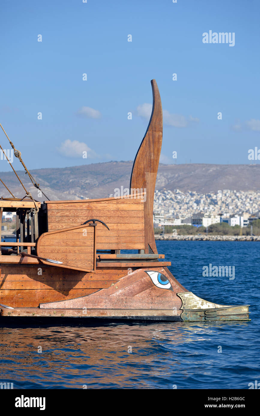 Bow of a full scale copy of an ancient trireme in Faliro, Athens ...