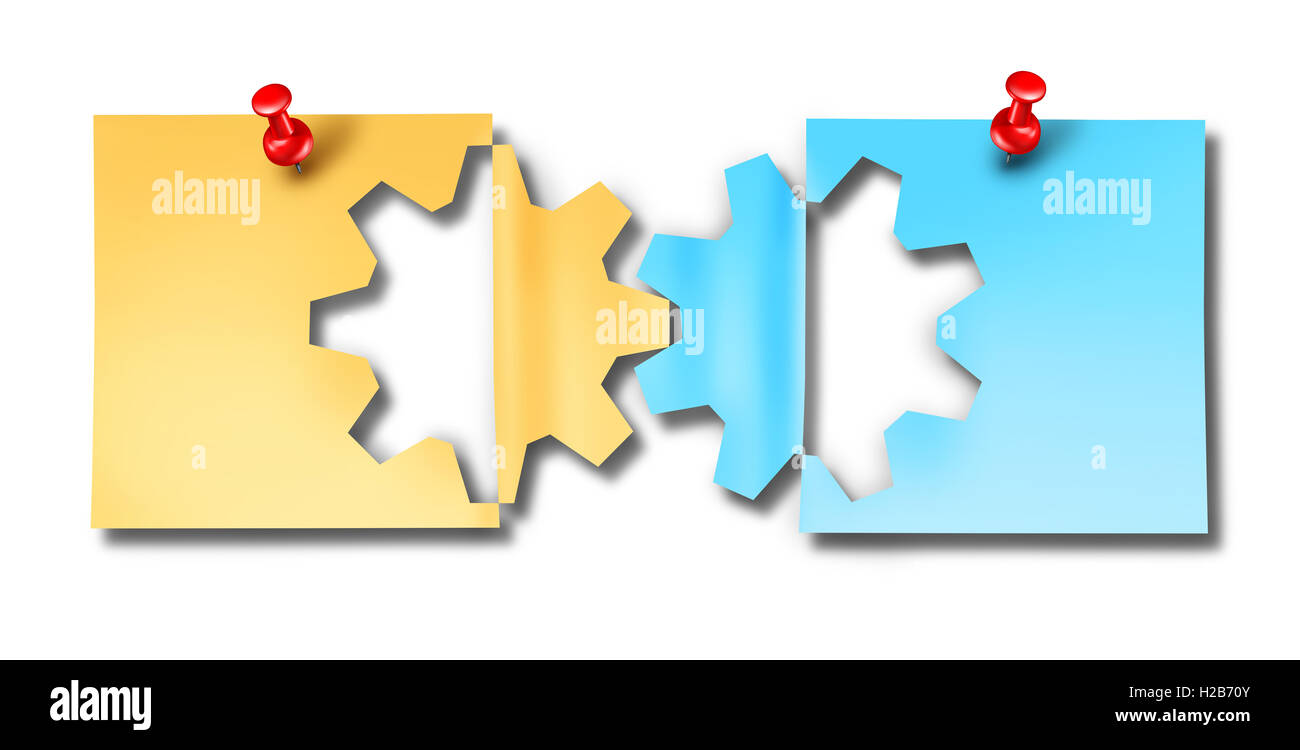 Office work cooperation business connection symbol as two paper notes ...