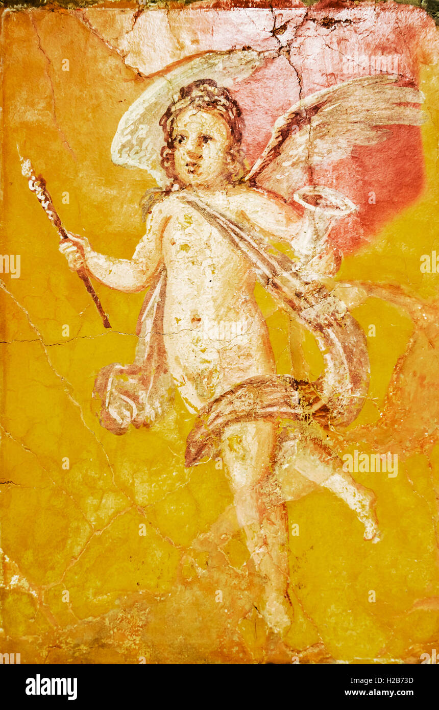 Roman fresco from Pompeii houses, Archaeological Museum in Naples Stock ...