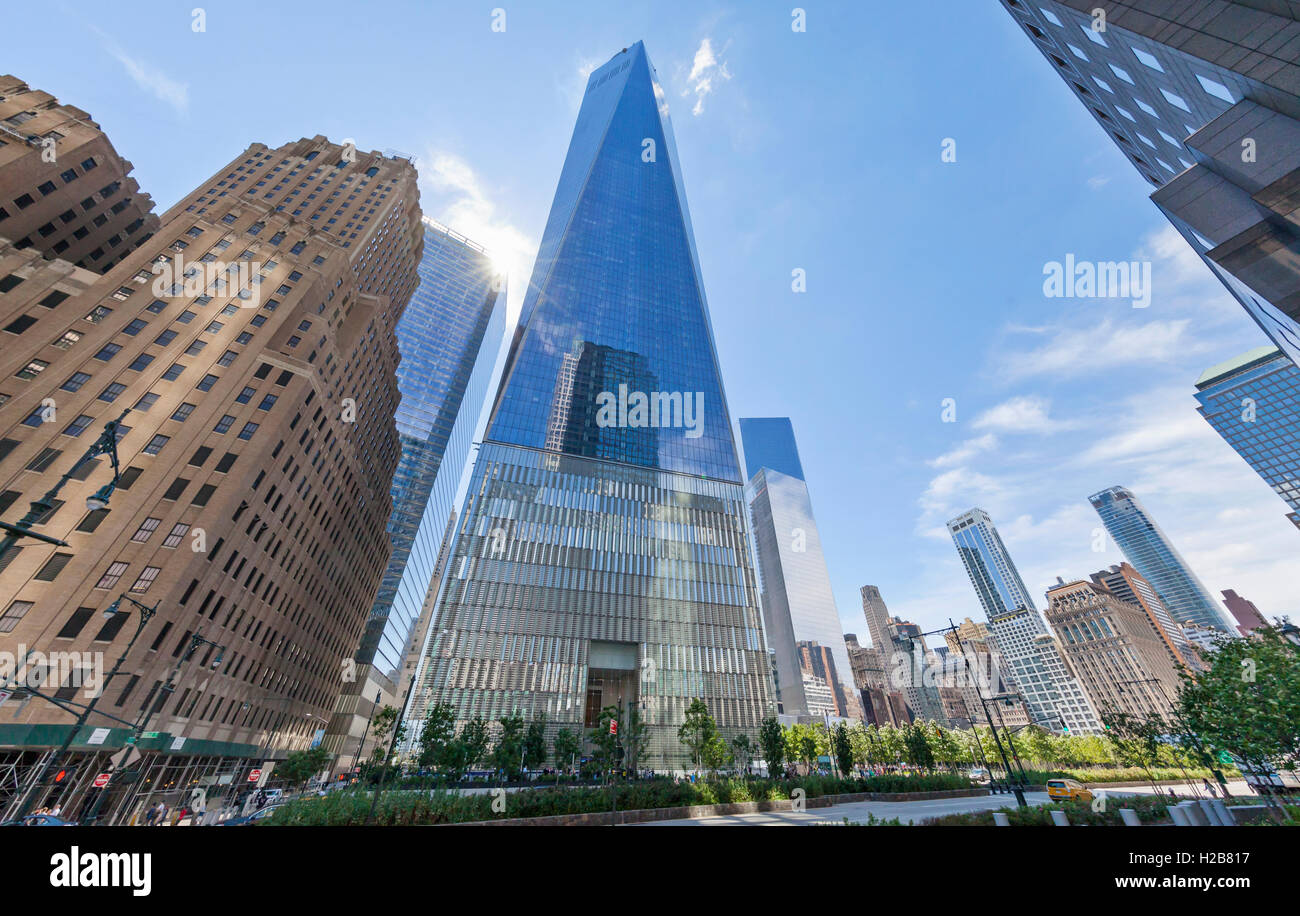 View of the Freedom Tower at Ground Zero, corner of Vesey and West ...