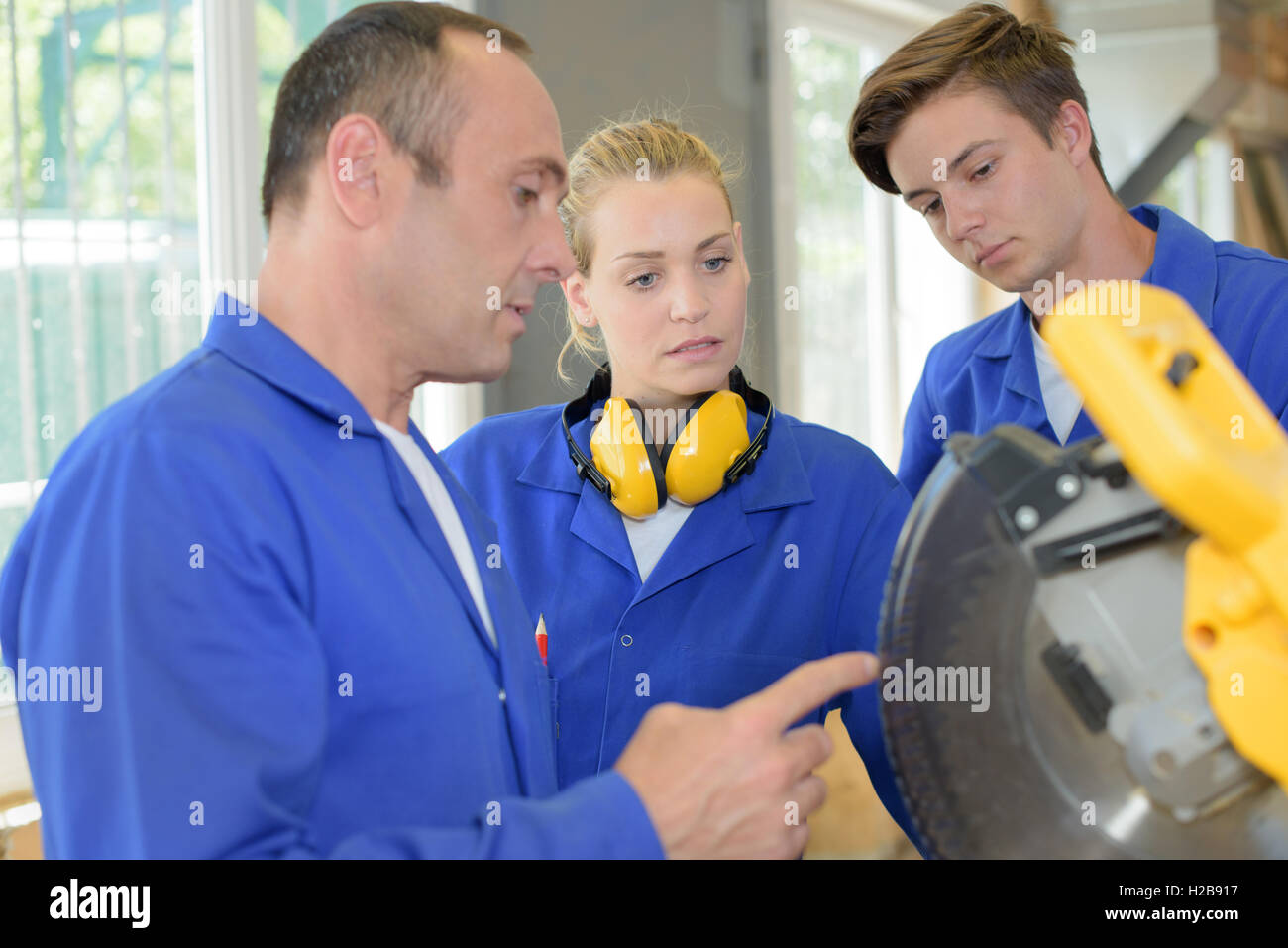 woodworking machine demonstration Stock Photo - Alamy