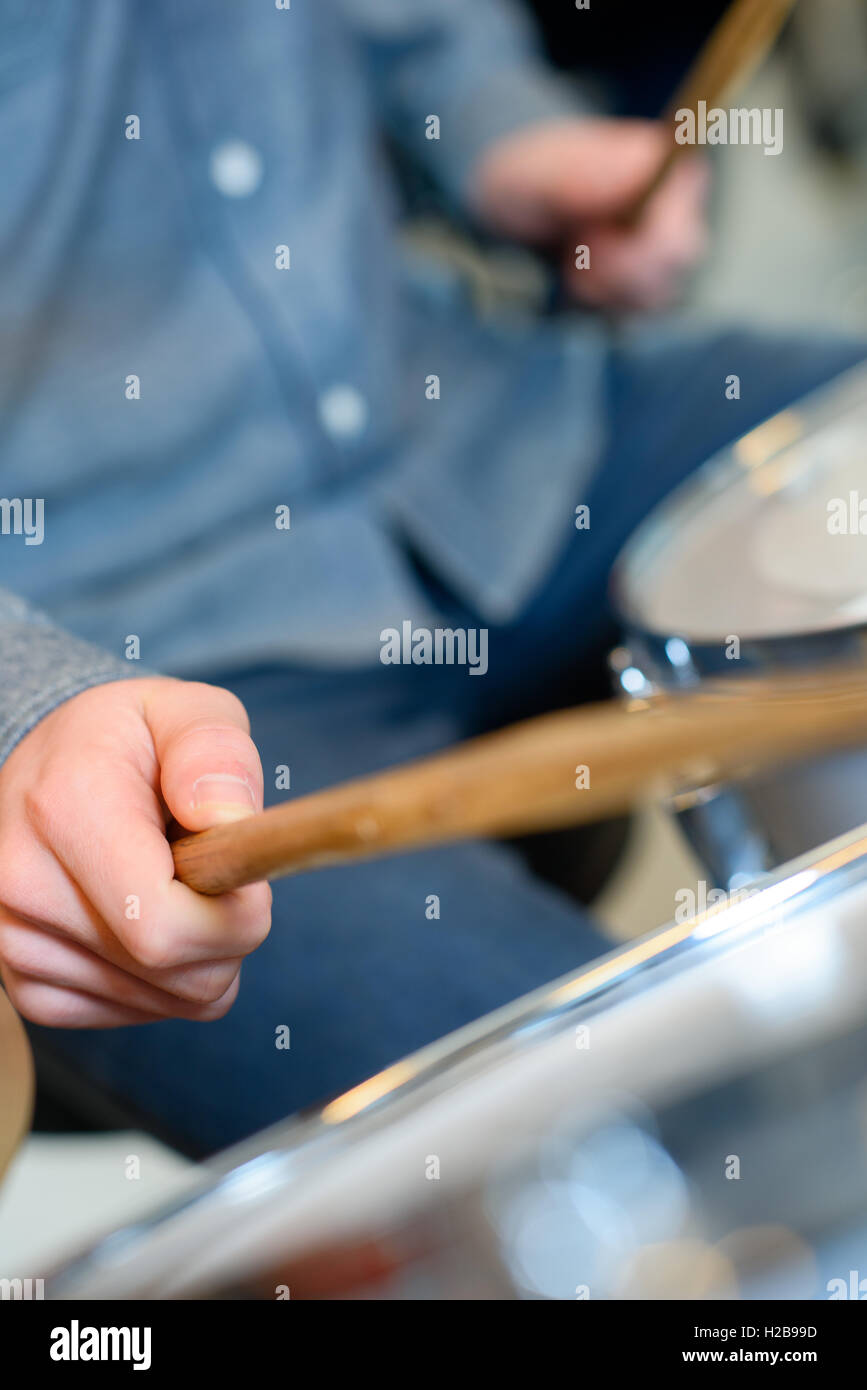 Close up young male drummer hi-res stock photography and images - Alamy