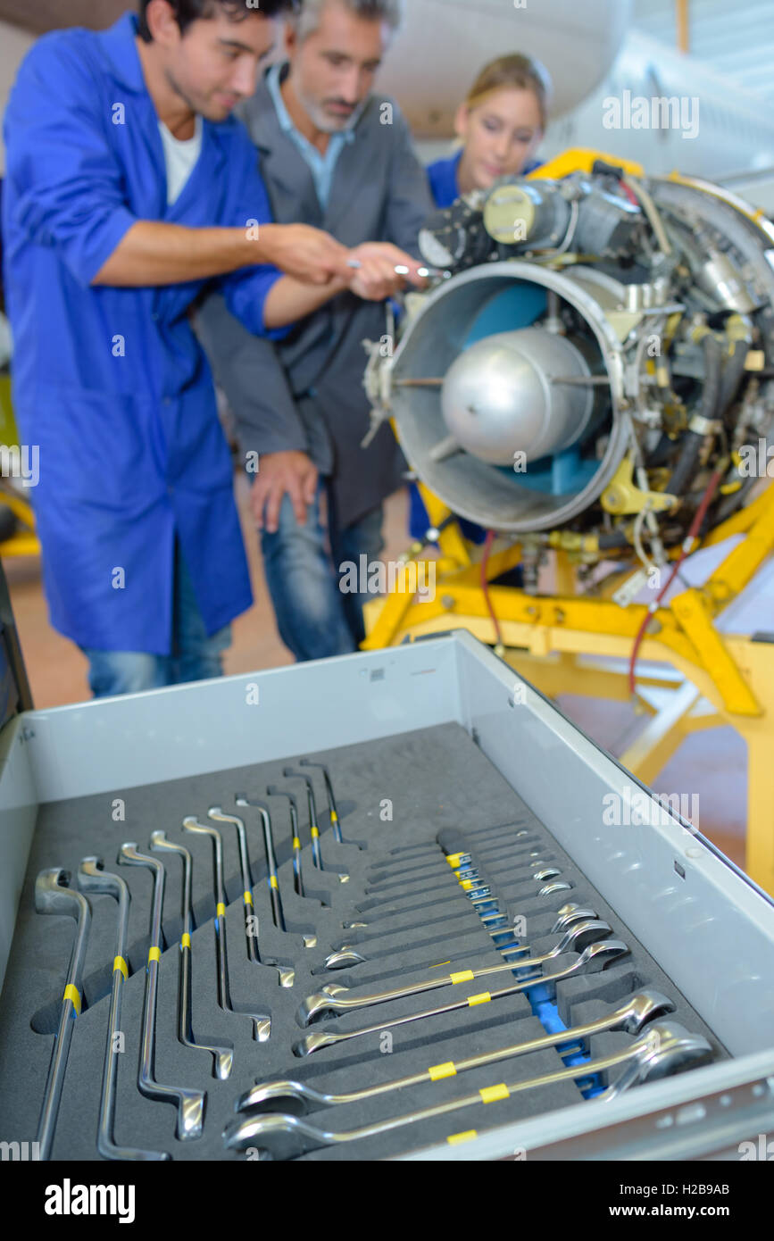 Engineers working on aircraft engine hi-res stock photography and ...