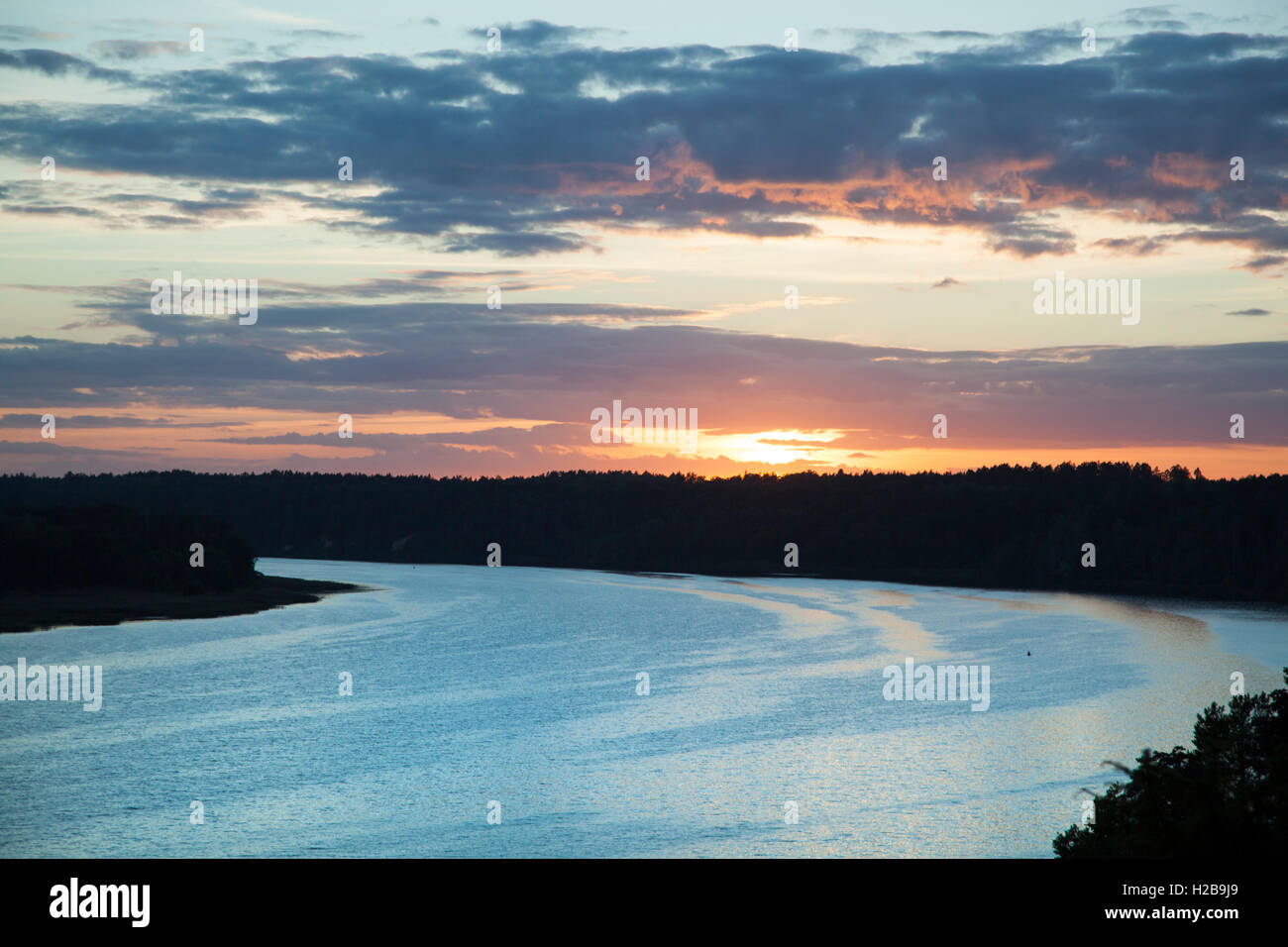Nemunas River view after the Sun went down (Lithuania Stock Photo - Alamy