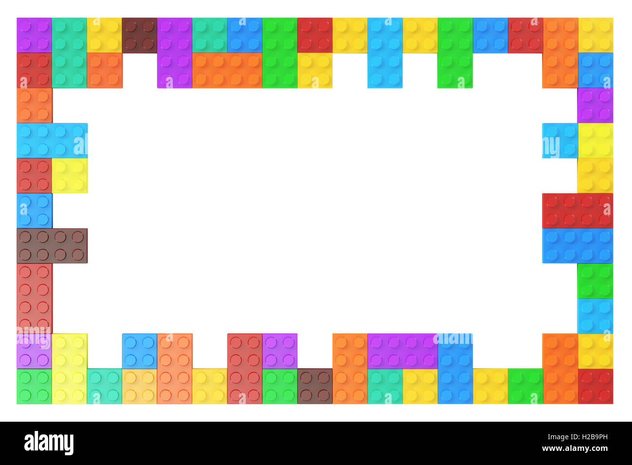 Frame from colored plastic building blocks, 3D rendering Stock Photo ...