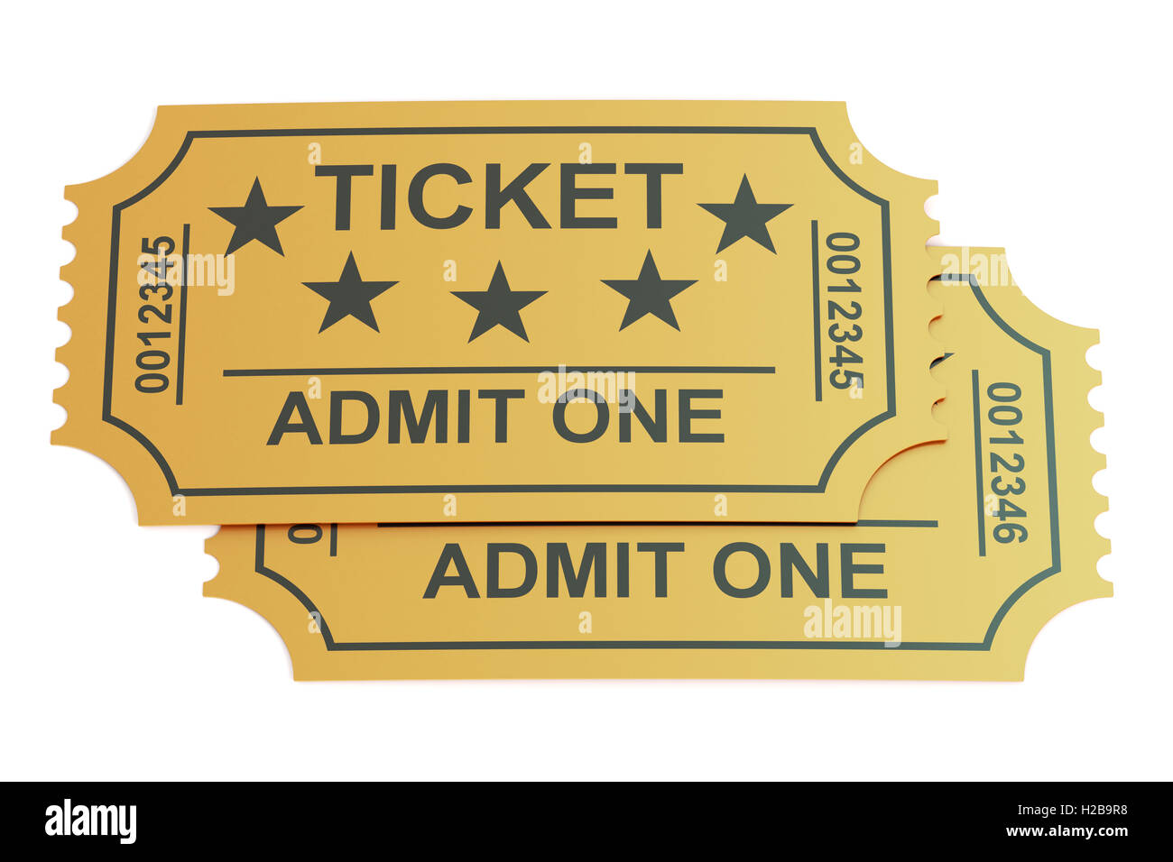 two tickets, 3D rendering isolated on white background Stock Photo - Alamy