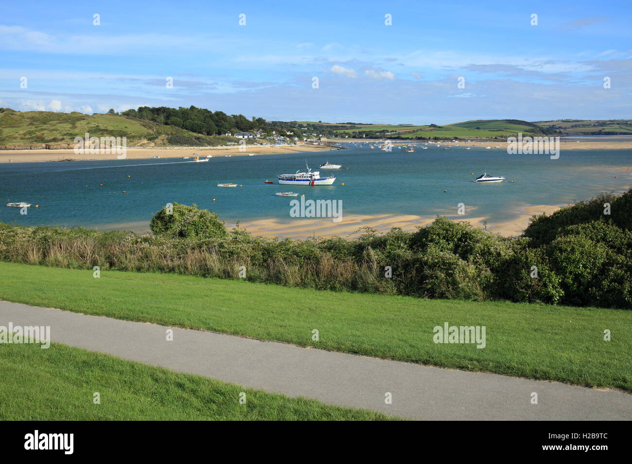 Early autumn view of Camel estuary/Rock viewed from Padstow, North ...