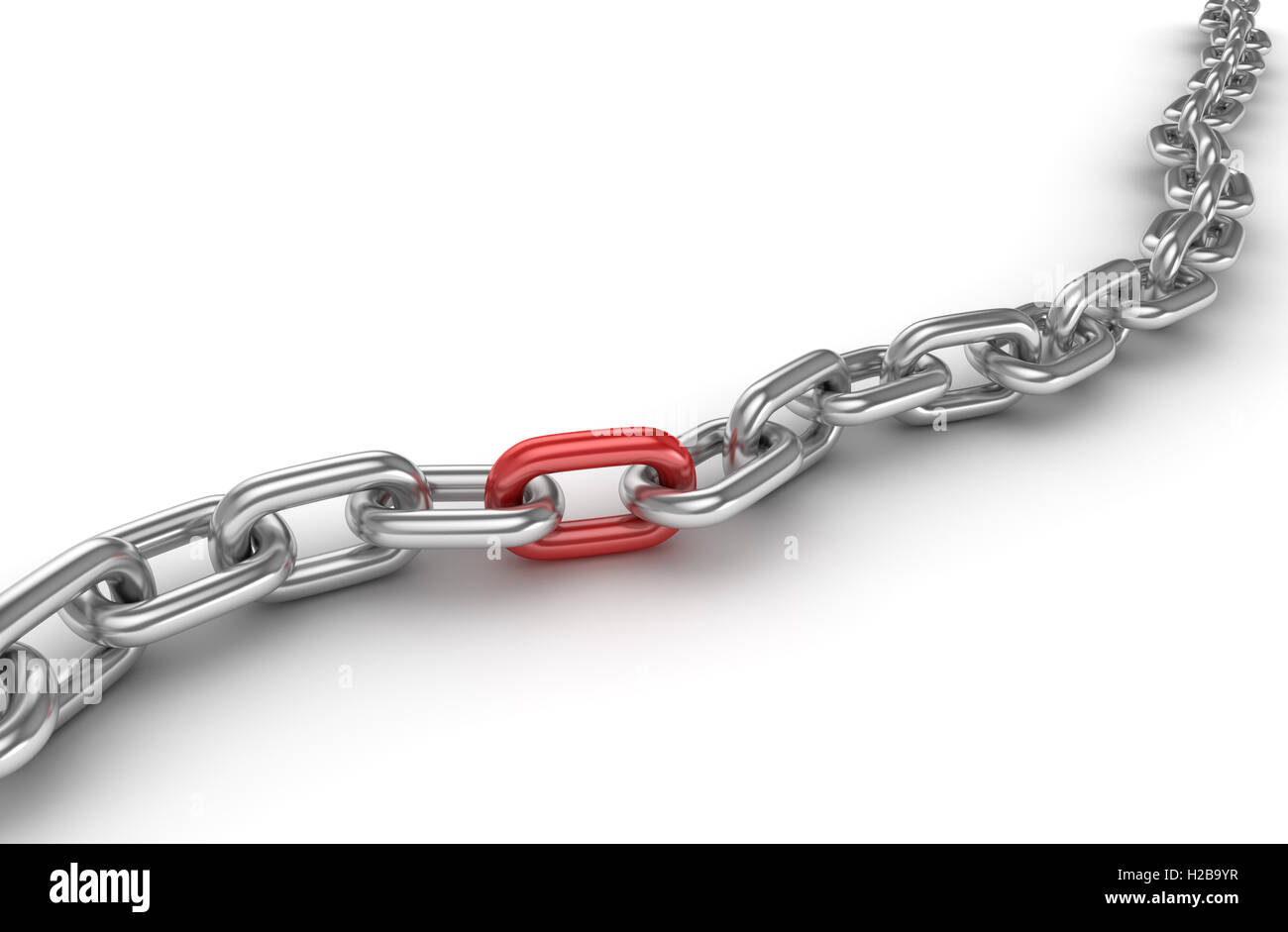 Chrome chain with one different red link , This is a 3d rendered ...