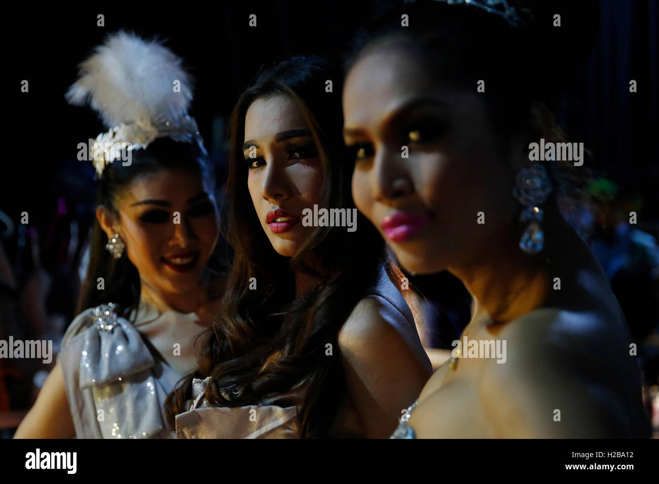 Performers Naomi (L) Bombay and Sonya (R), prepare backstage before the ...