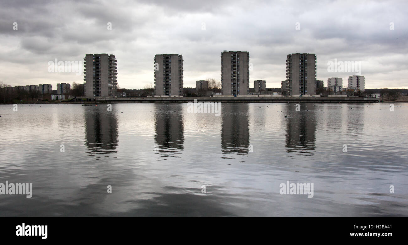 View over Southmere lake Thamesmead London Stock Photo - Alamy