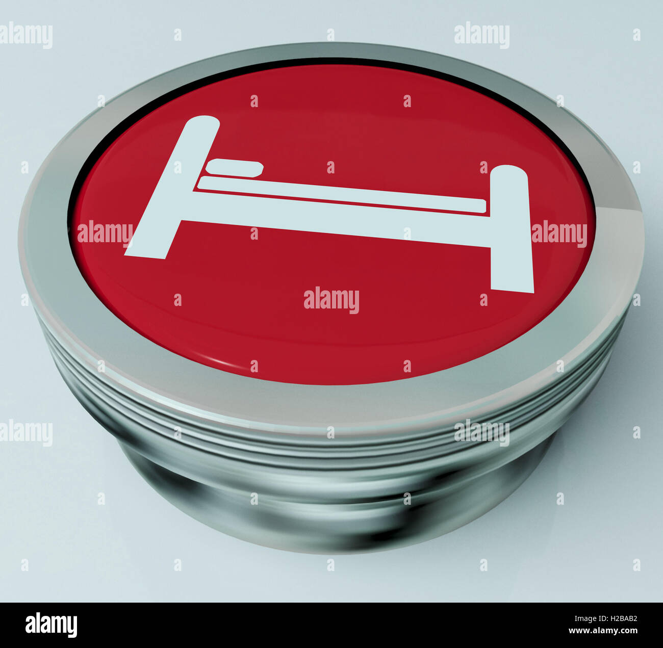 Bed Button Means Reserve Book Hotel Room Stock Photo - Alamy