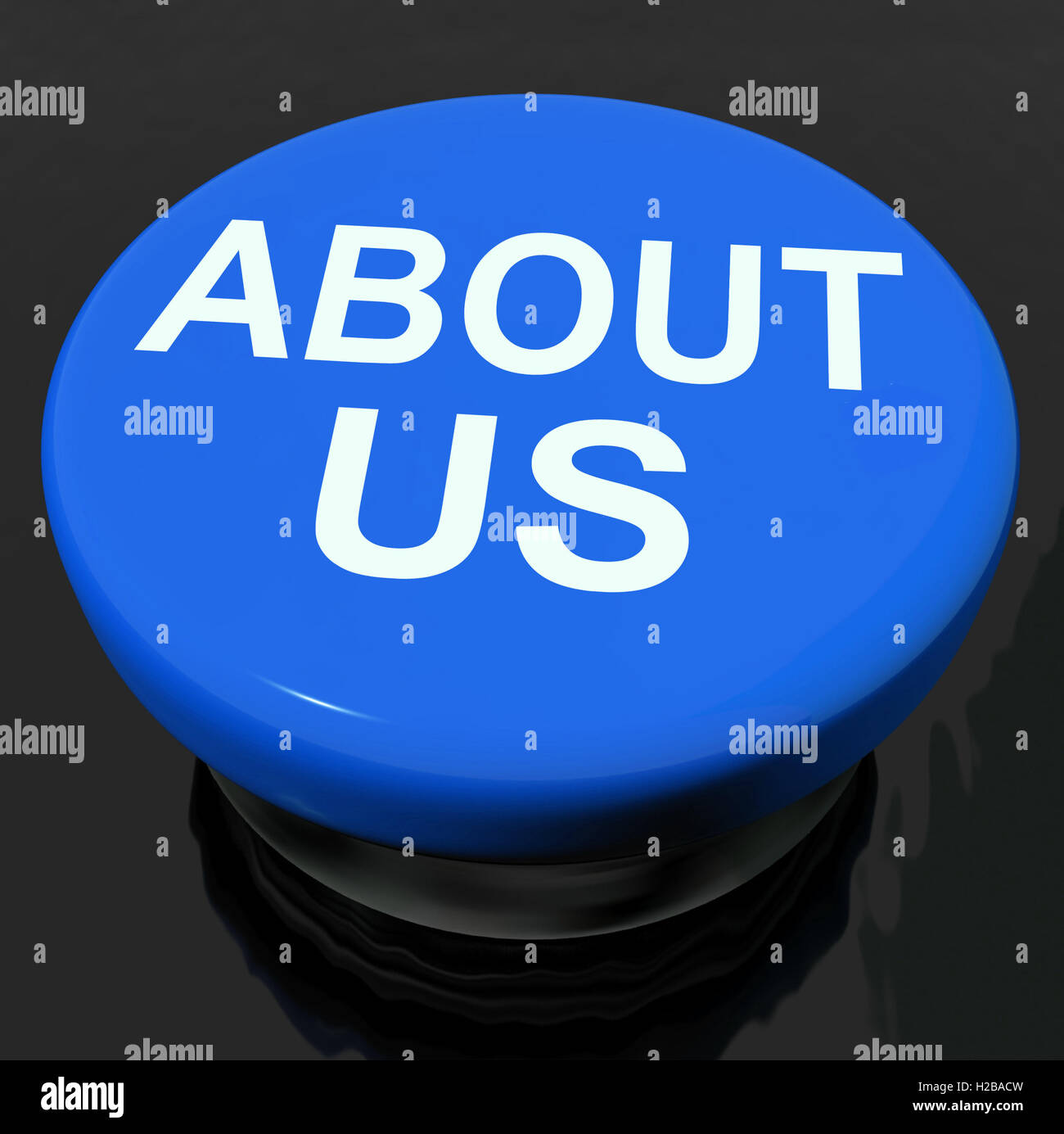 About Us Button Shows Information or Reports Stock Photo - Alamy