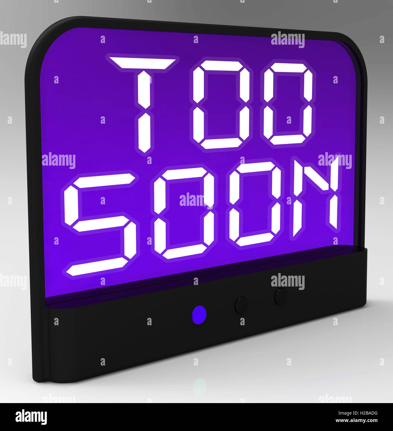 Too Soon Clock Shows Premature Or Ahead Of Time Stock Photo - Alamy