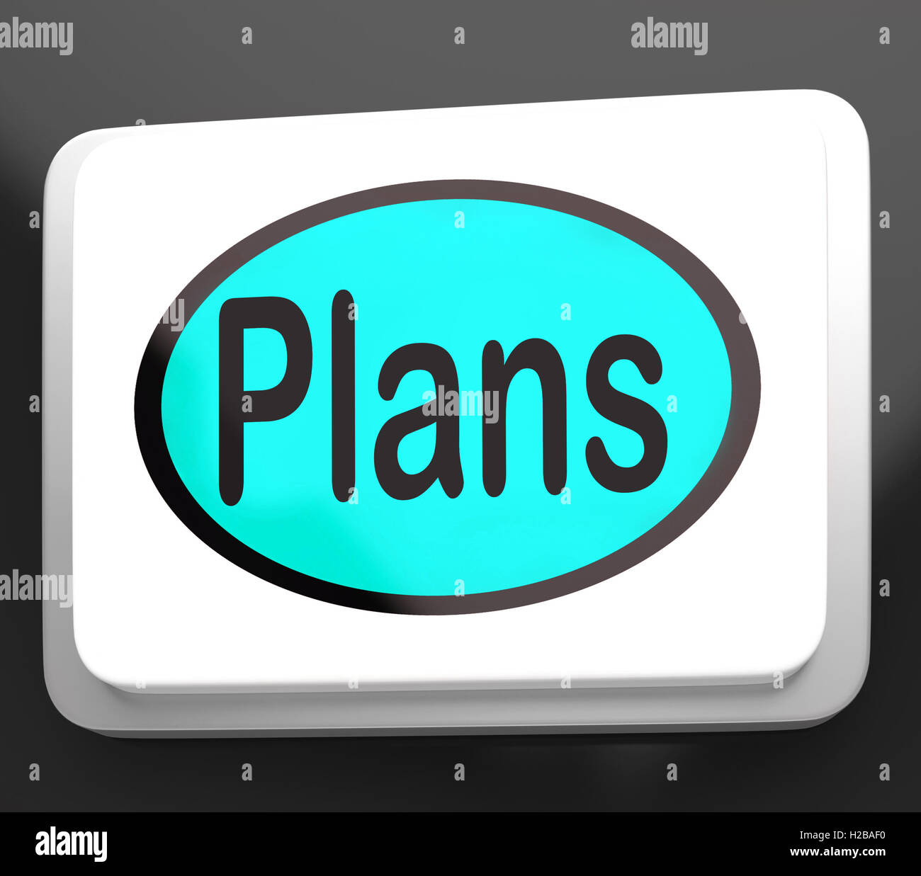 Plans Button Shows Objectives Planning And Organizing Stock Photo - Alamy