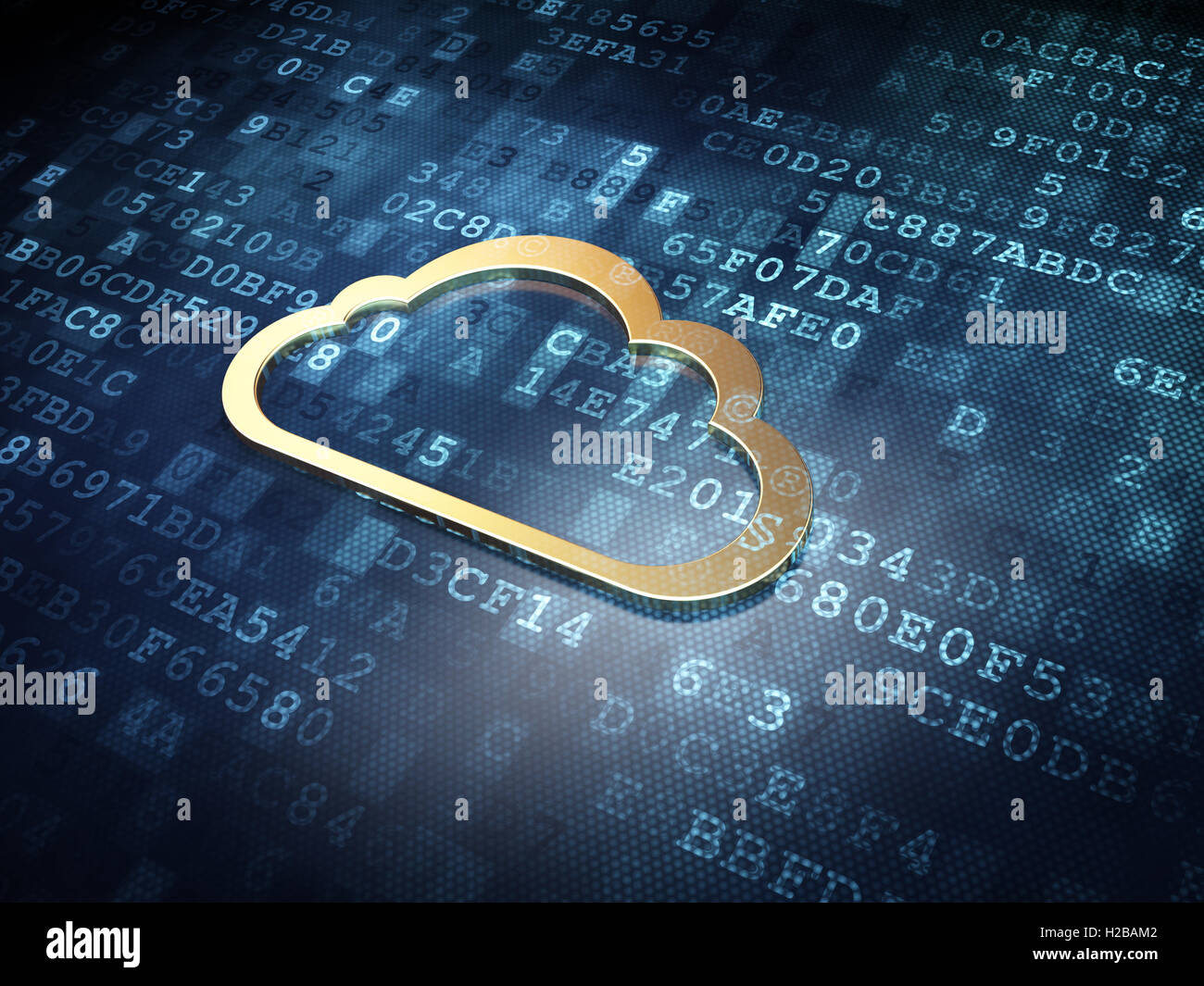Cloud computing concept: Golden Cloud on digital background Stock Photo ...