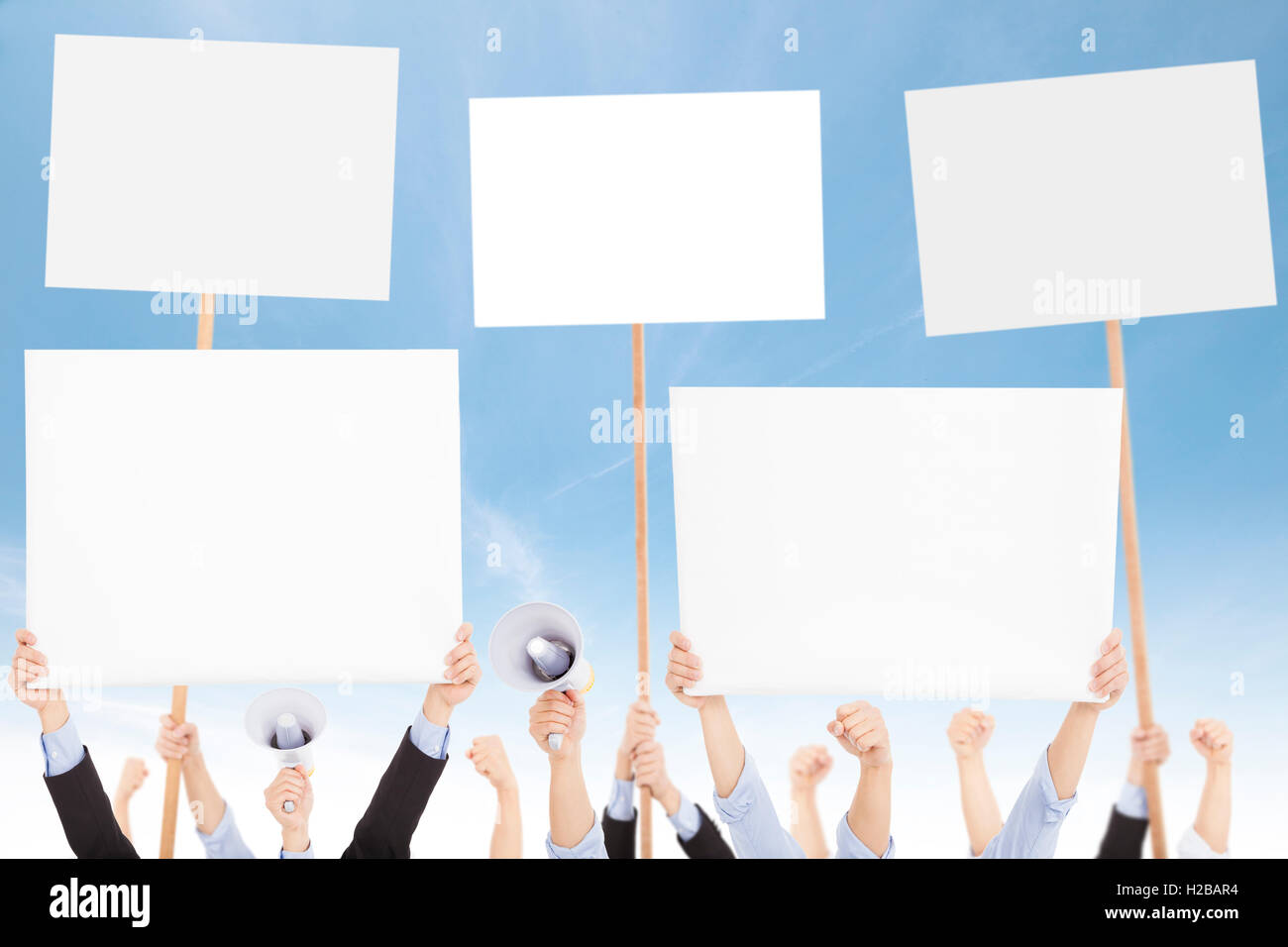 Crowds of people protested against social or political issue Stock ...