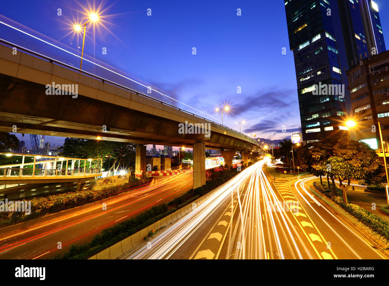 Highway in city at night Stock Photo - Alamy