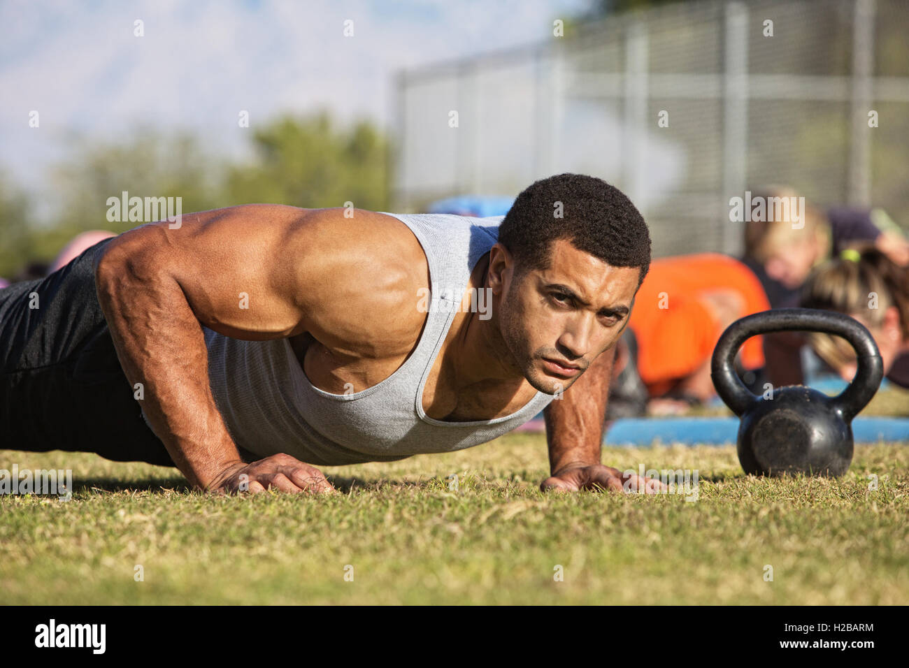 Handsome Man Doing Push-Ups Stock Photo - Alamy