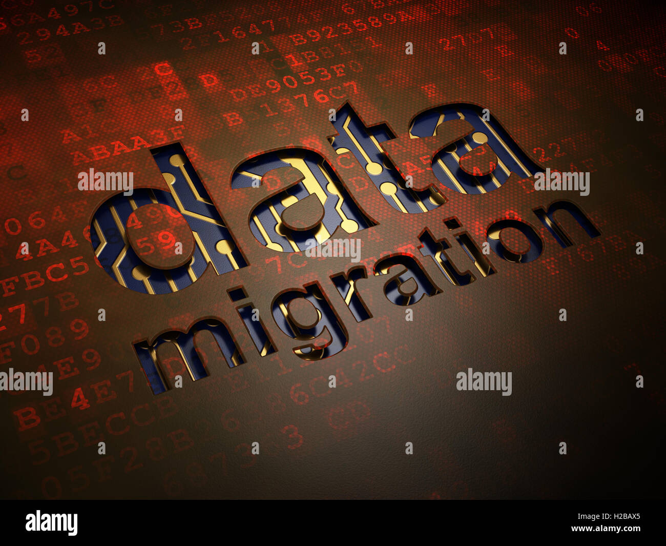 Information concept: Data Migration on digital screen background Stock ...